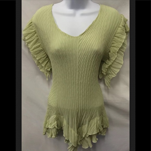 Pretty Angel | Tops | Pretty Angel Silk Crepe Ruffle Romantic | Poshmark